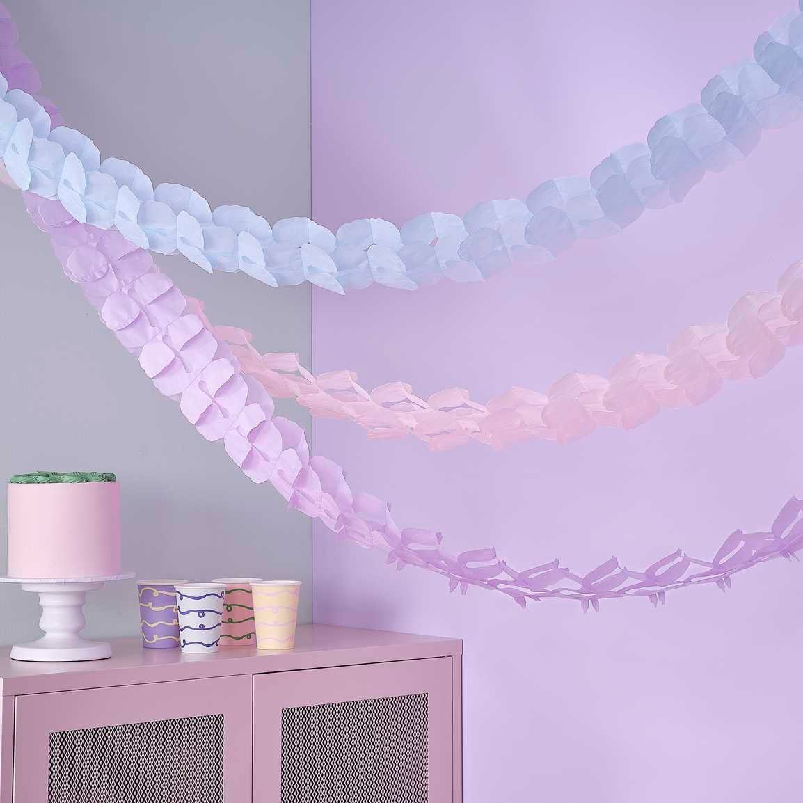 Tissue Paper Garland Hanging Decoration Pastel Wave Ginger Ray Jolie Fete UK Party Supplies Gifts